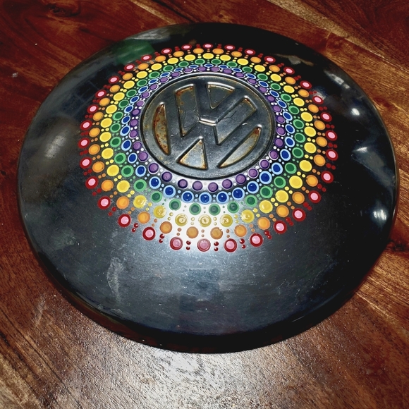 Art | Vintage Vw Hub Cap Painted Volkswagen Hubcap Wall Decor | Poshmark
